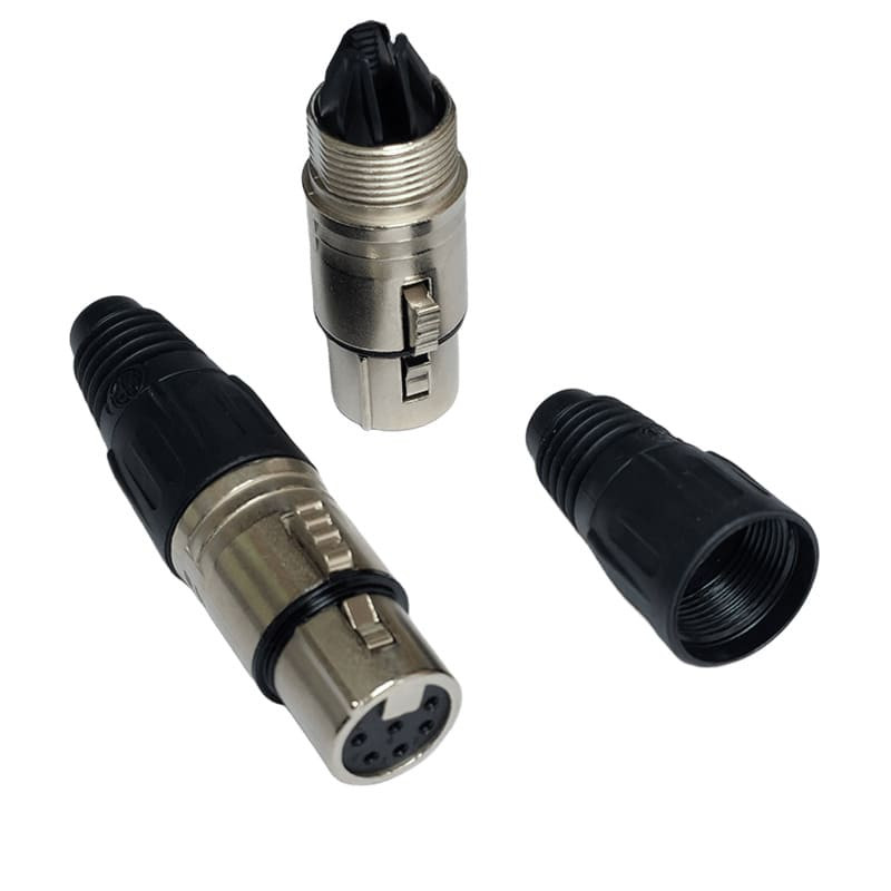 Гнездо микрофонное XLR 6 pin JR5808D-6 цанга на кабель, E57-10 купить в ...